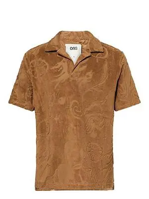 Oas Devore Pattern Cotton-blend Polo Shirt - Lt-brown