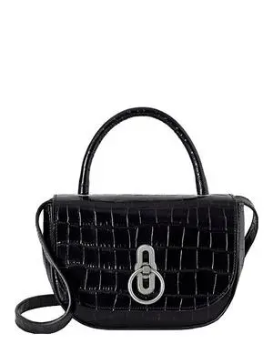 Mulberry Amberley Small Croc-effect Leather Top-handle Bag - Black