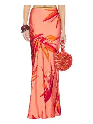Rococo Sand Tropical Print Maxi Skirt - Orange