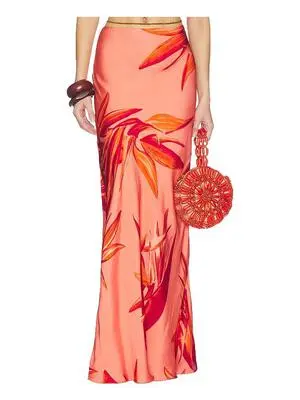 Rococo Sand Tropical Print Maxi Skirt - Orange