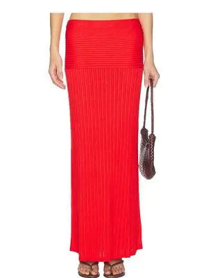LOVERS AND FRIENDS Shania Pointelle Maxi Skirt - Red