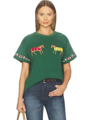 FOUND Embroidered Horse Equine Tee - Green