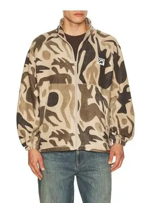 PARRA Fleece Zip-up Jacket - Brown