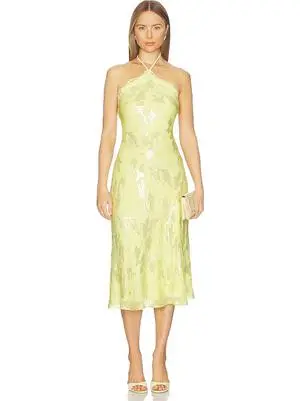 Cami Nyc Ruzita Metallic Chiffon Midi Dress - Yellow