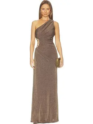 Azulu One-shoulder Cut-out Gown - Brown