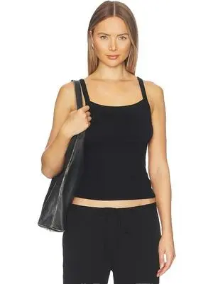 Donni. Baby Rib Square Neck Tank - Black