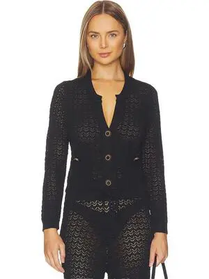 L'Agence Orla Pointelle Knit Cardigan - Black