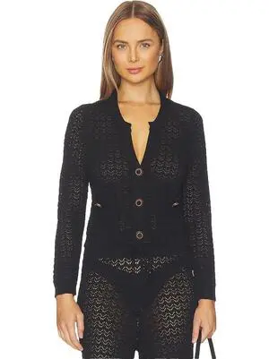 L'Agence Orla Pointelle Knit Cardigan - Black