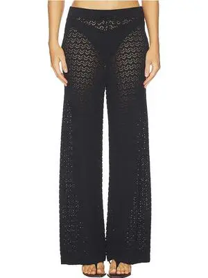 L'Agence Gaelle Pointelle Knit Pant - Black