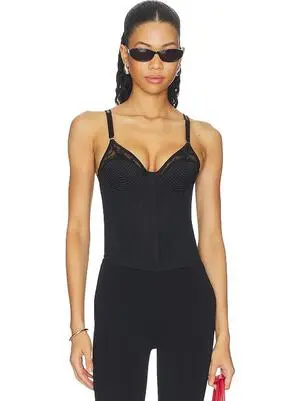 FLEUR DU MAL Topstitch Bebe Bra Bustier Top - Black