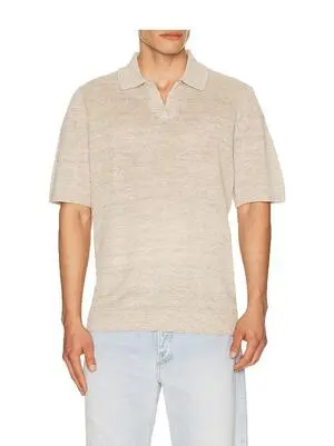 Faherty Brand Short Sleeve Linen Sweater Polo In . Also - Brown