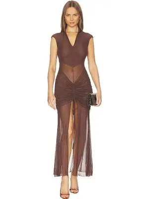 KIM SHUI Anai Mesh Dress - Brown