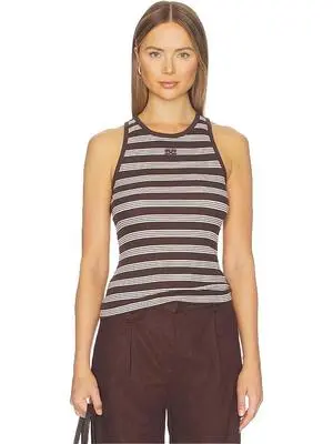 GANNI Soft Cotton Rib Tank Top - Brown