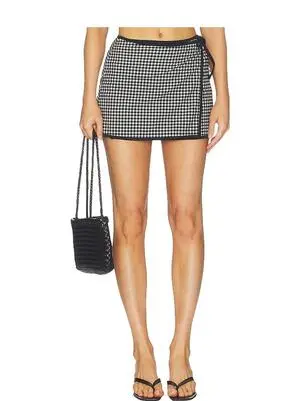 Onia Mini Wrap Skirt In Gingham - Black