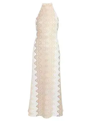 MC2 SAINT BARTH Chevron-knit Halterneck Dress - Neutrals