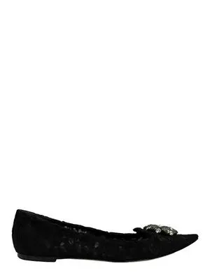 Dolce & Gabbana Lace Crystal-embellished Ballet Flats - Black
