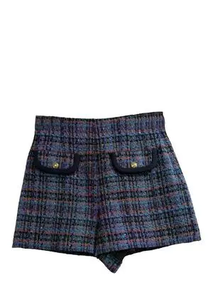 Sandro Tweed High-waisted Shorts - Blue