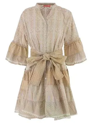 PEP'S Geometric-pattern Ruffled Dress - Neutrals