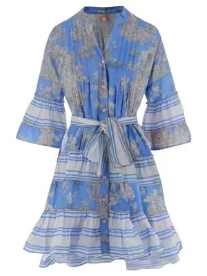 PEP'S Floral-print Ruffled Dress - Blue