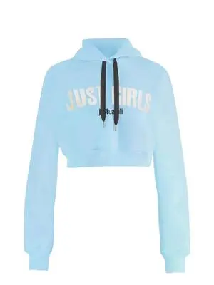 Just Cavalli Logo-print Cropped Hoodie - Blue