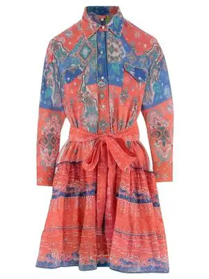 PEP'S Geometric-print Ruffled Dress - Orange
