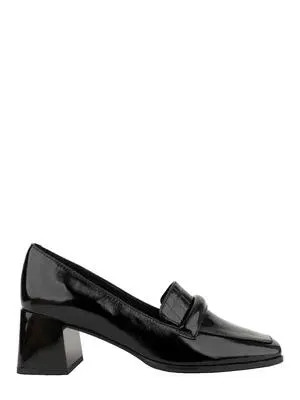 LINDA BAUMANN Croc-effect Block-heel Pumps - Black