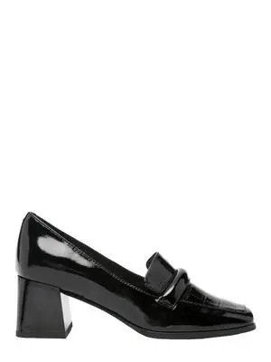 LINDA BAUMANN Croc-effect Block-heel Pumps - Black