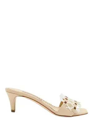 Manolo Blahnik Woven-detail Fringed Mules - Neutrals