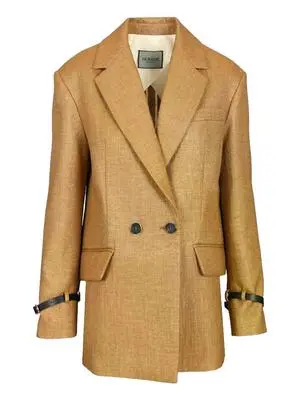 DURAZZI MILANO Raffia-effect Double-breasted Coat - Neutrals