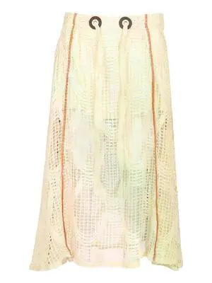 DURAZZI MILANO Net Drawstring Midi Skirt - Neutrals