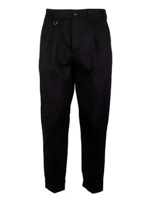 PAOLO PECORA Pleated Turn-up Trousers - Black