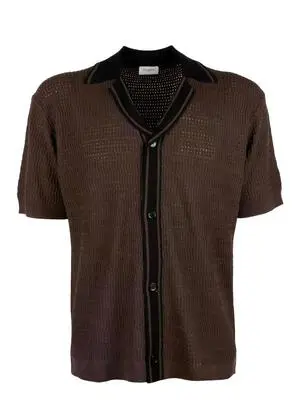 PAOLO PECORA Open-knit Button-up Shirt - Brown