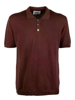 Alpha Studio Short-sleeve Knit Polo Shirt - Brown