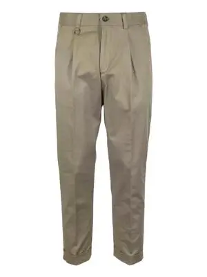 PAOLO PECORA Pleated Turn-Up Trousers Green