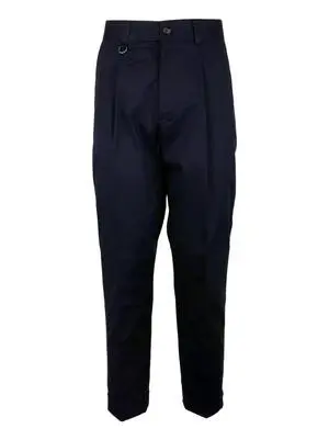 PAOLO PECORA Pleated Turn-Up Trousers Blue