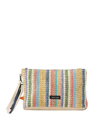 UP-FUSE Sol Raffia Prism Clutch - Gray