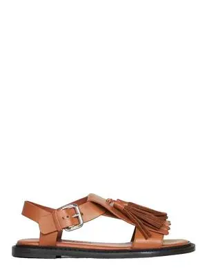 Max Mara Fringed Tassel-detail Sandals - Brown
