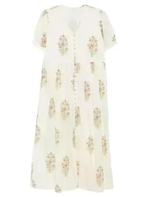 ELLEBLEU Gemma Floral-print Midi Dress - Neutrals