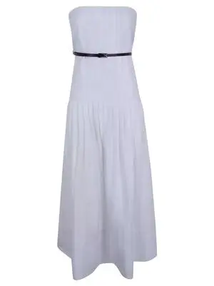 SEMICOUTURE Belted Pleated Dress - White