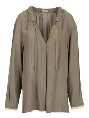 DURAZZI MILANO Gathered Neck Tie-fastening Tunic - Brown