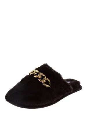 BADGLEY MISCHKA Badgley Mischka Chain Link Faux Fur Slippers