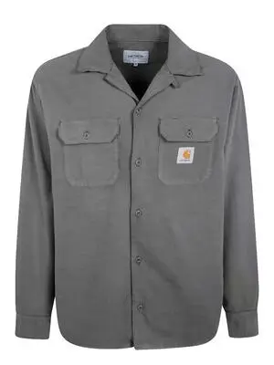 Carhartt Work In Progress Kelsey Garment-dyed Logo-patch Shirt - Grey