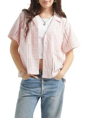 Brixton Paradise Mixed Stitch Camp Shirt - Chalk Pink