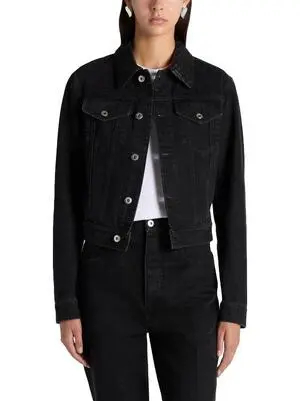 Bottega Veneta Intrecciato Collar Denim Jacket - Black