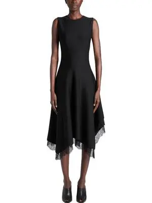 Alexander McQueen Lace Detail Asymmetric Dress - Black