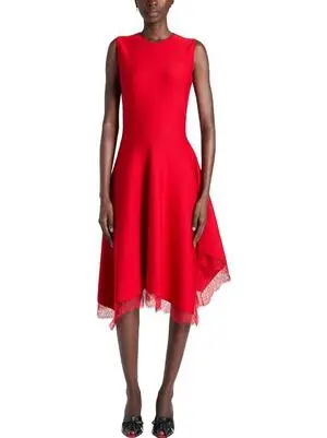 Alexander McQueen Lace Detail Asymmetric Dress - Flame