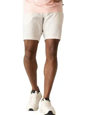 DEKE Oasis 8.5-inch Pinstripe Seersucker Bermuda Shorts - White/grey