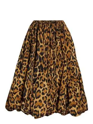Alaïa Animal Print Nylon Taffeta Bubble Midi Skirt - Noir/caramel