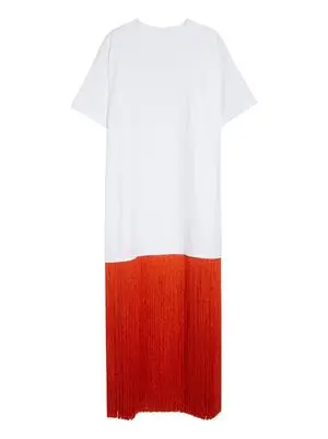 Alaïa Fringed Cotton T-Shirt Blanc
