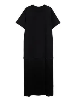 Alaïa Fringed Cotton T-Shirt Noir